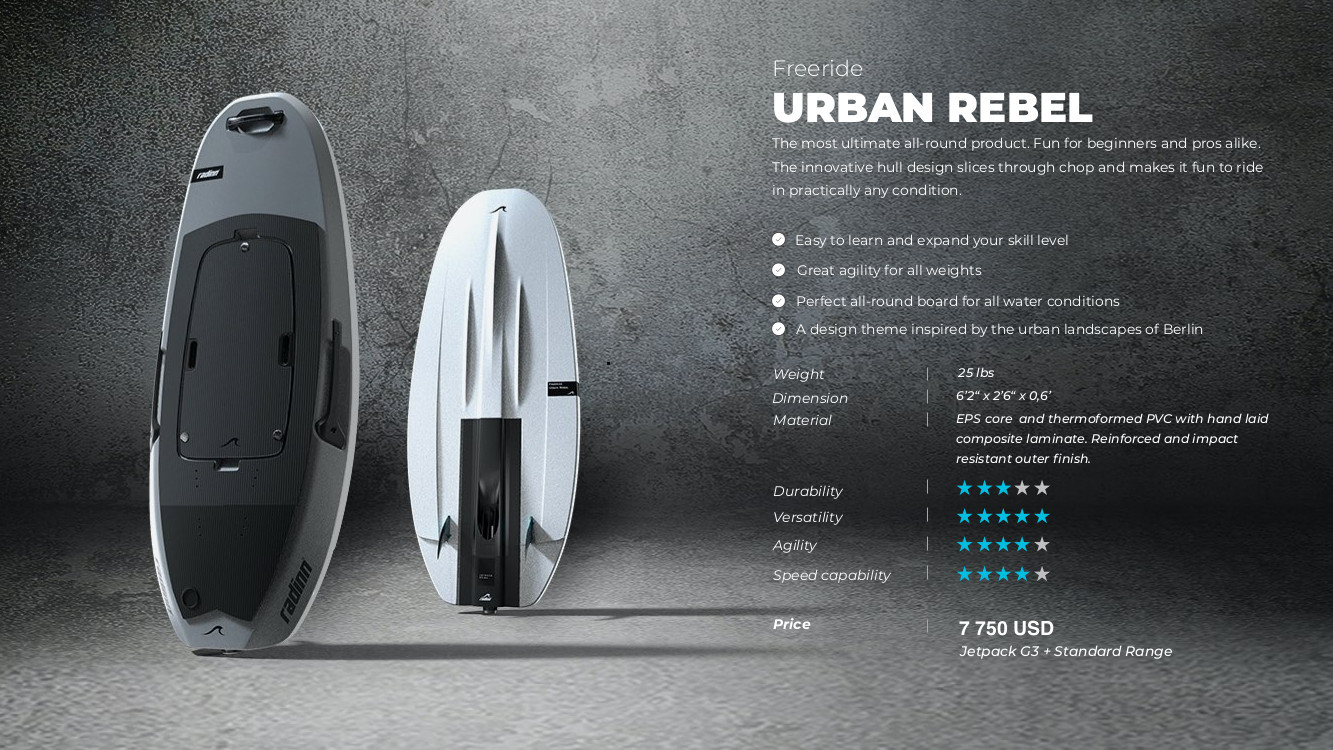 Radinn Freeride Electric Jetboard - Electric Surf Sports